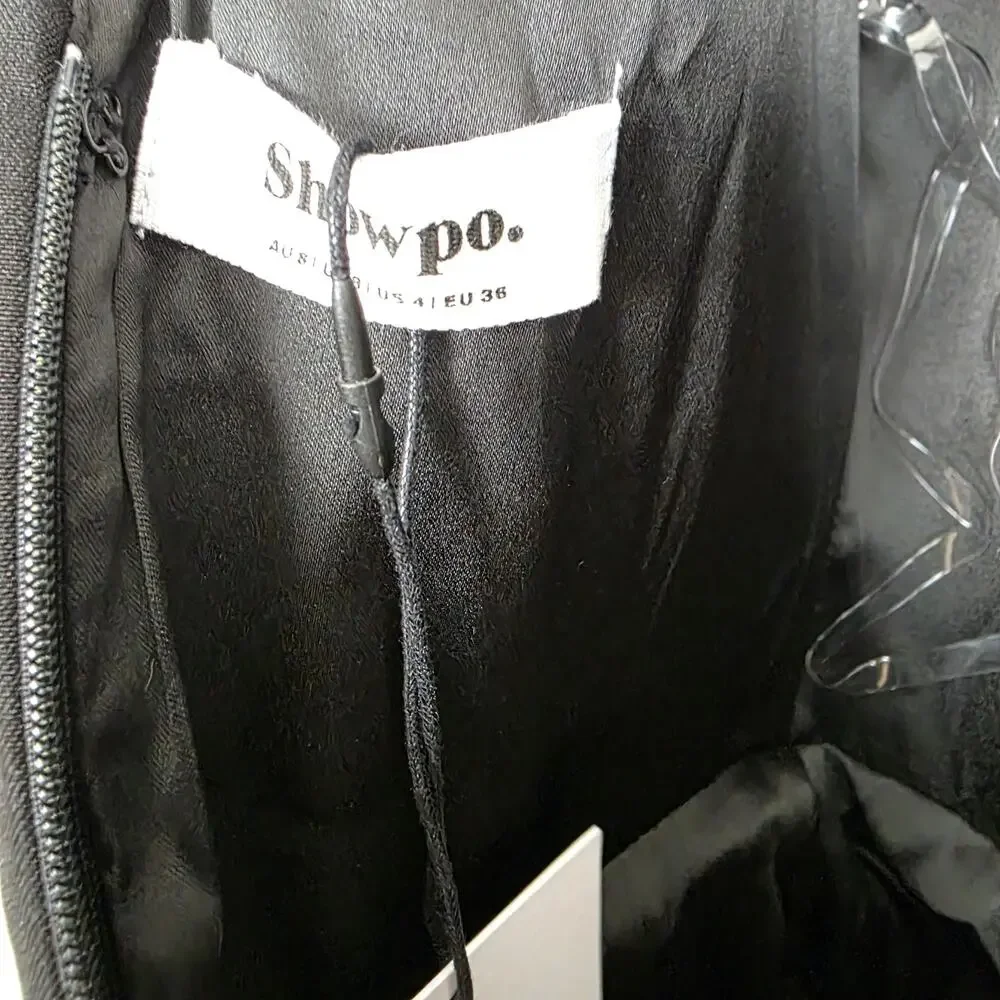 Showpo. | Dresses | Showpo Zareena Black Vneck Structured Tulip Pocket ...